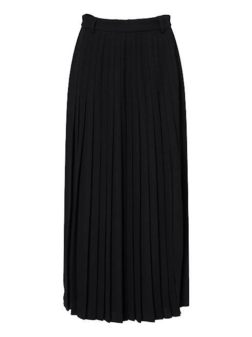 ME+EM Pleated Slit Woven Maxi Skirt - Black