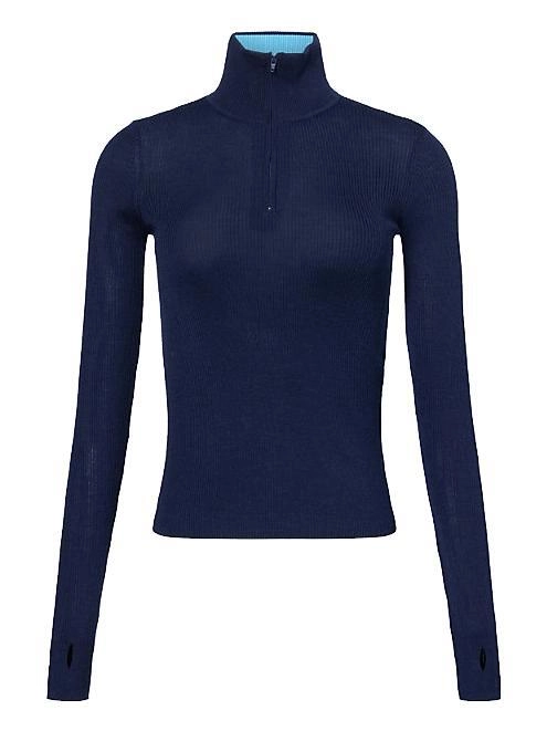 THE FRANKIE SHOP Sade Zipped Wool-blend Jumper - Dark Navy