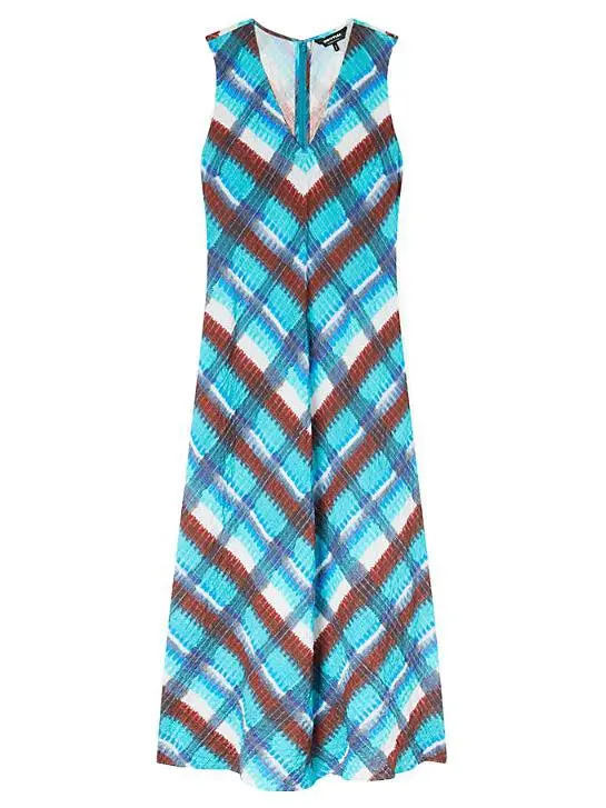 Whistles Checked V-neck Cotton Midi Dress - Multi-coloured