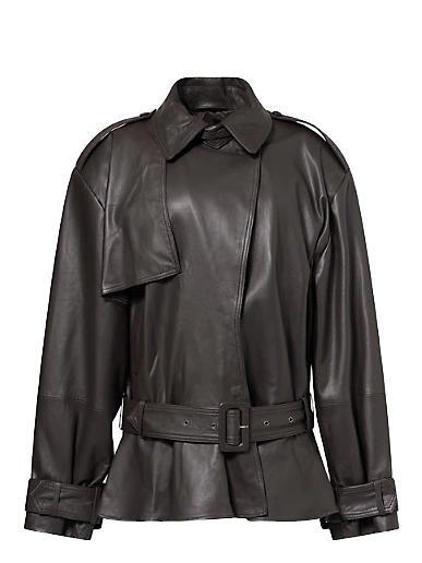 ROTATE BY BIRGER CHRISTENSEN Belted Leather Biker Jacket - Mole