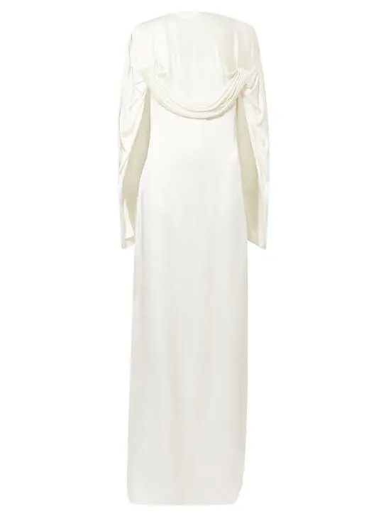 Stella McCartney Draped Cape Satin-crepe Gown - Cream