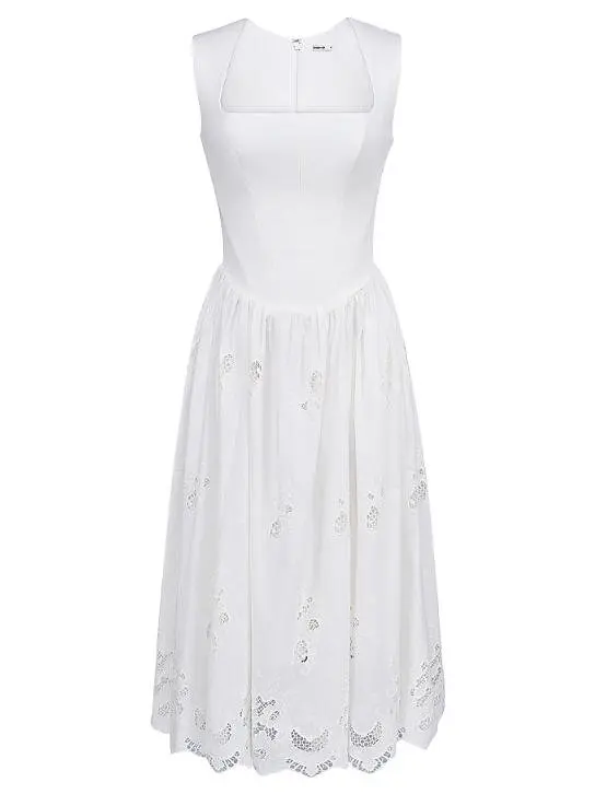 House Of Cb Broderie-anglaise Cotton Midi Dress - White