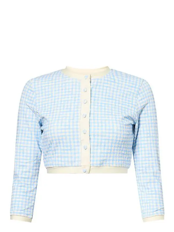 Monday Swimwear Crete Cropped Swim Cardigan - Sky Gingham