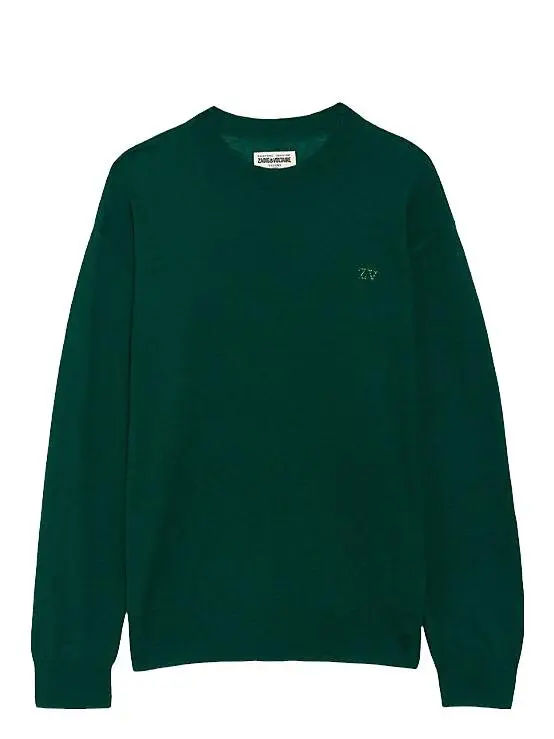 Zadig&Voltaire Swyna Logo-embroidered Wool And Cashmere-blend Jumper - Rain Forest