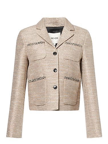 ME+EM Cropped Patch-pocket Cotton-blend Jacket - Gold Multi
