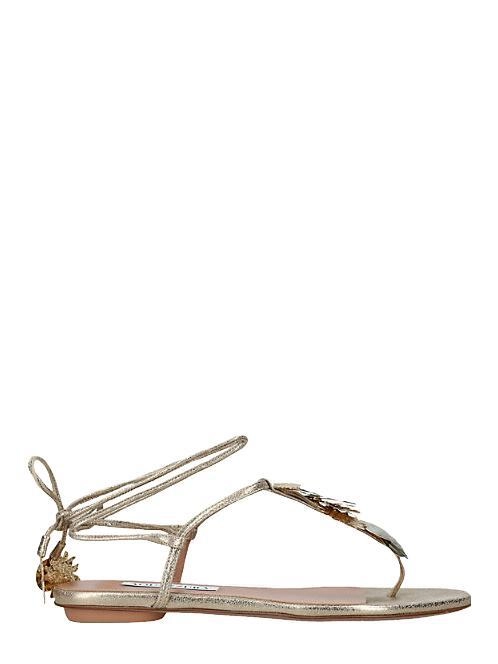 AQUAZZURA Night Stars Leather Sandals - Silver