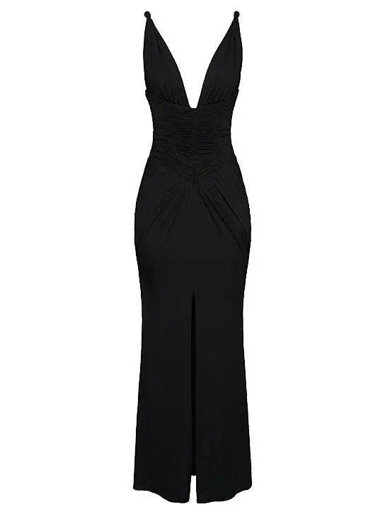 House Of Cb Tabitha Maxi Dress With Front Split - Black