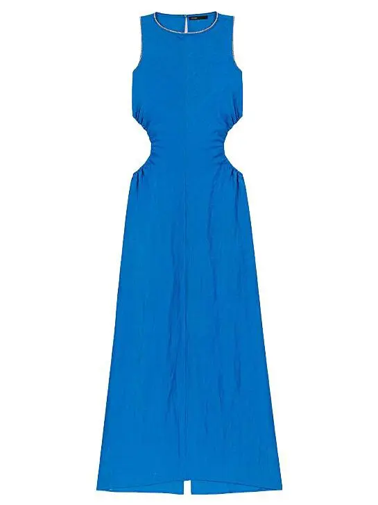 Maje Backless Linen-blend Midi Dress - Blue