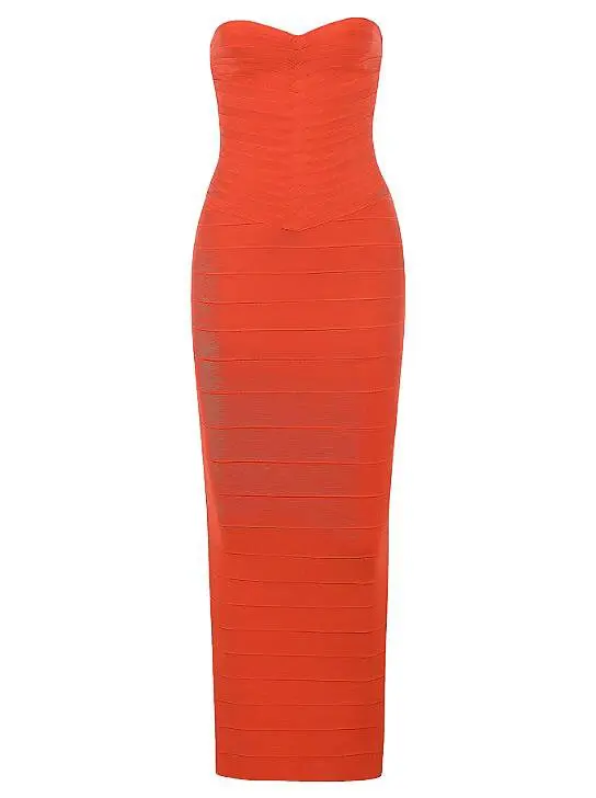 House Of Cb Sweetheart Strapless Stretch Maxi Dress - Tomato