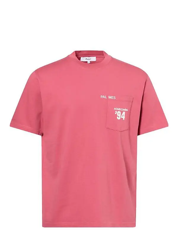 PALMES Patch-pocket Brand-print Cotton T-shirt - Red