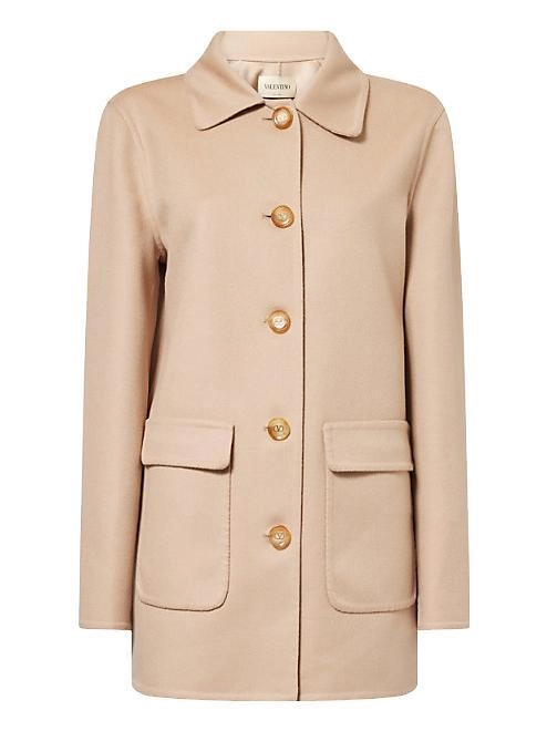 Valentino Garavani Logo-embellished Single-breasted Virgin Wool And Cashmere-blend Jacket - Light Camel