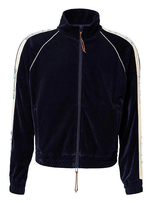 AUSTIN POST Sunset Velour Cotton Track Jacket - Navy