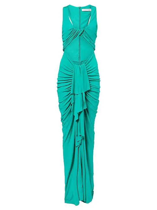 Christopher Esber Vivenda Drape-front Maxi Dress - Malachite