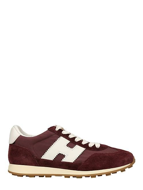 Hogan H727 Suede And Woven Lace-up Trainers - Wine