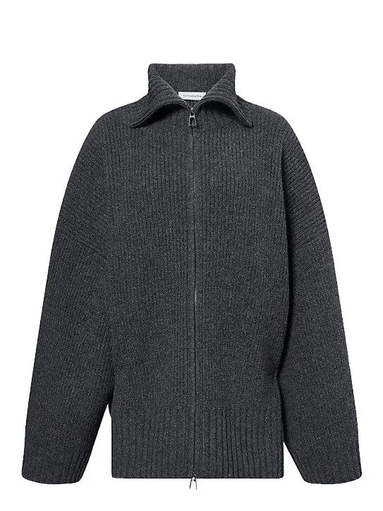 THE FRANKIE SHOP Veda Knitted Wool Cardigan - Charcoal