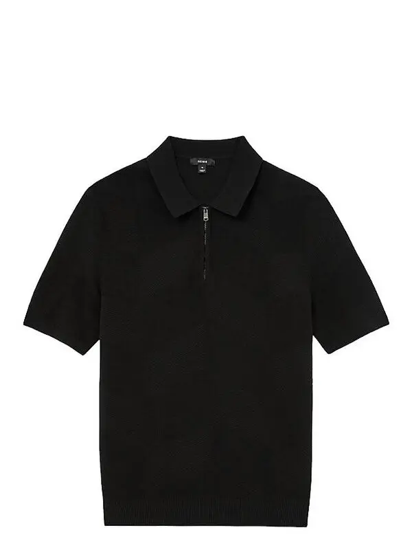 REISS Leigham Short-sleeved Cotton-blend Polo Shirt - Black
