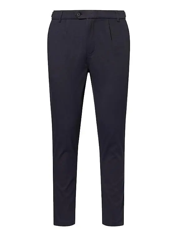 BELIER Monaco Mid-rise Cotton-blend Chino Trousers - Navy