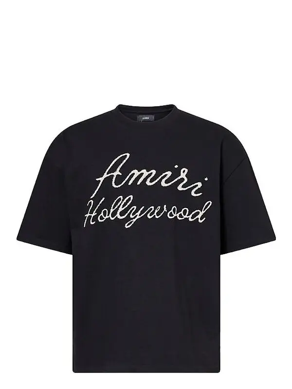 Amiri Hollywood Logo-embroidered Cotton T-shirt - Black