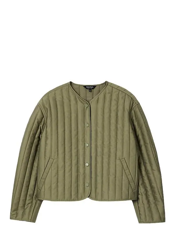 Whistles Quilted Lyocell And Cotton Jacket - Khaki/olive