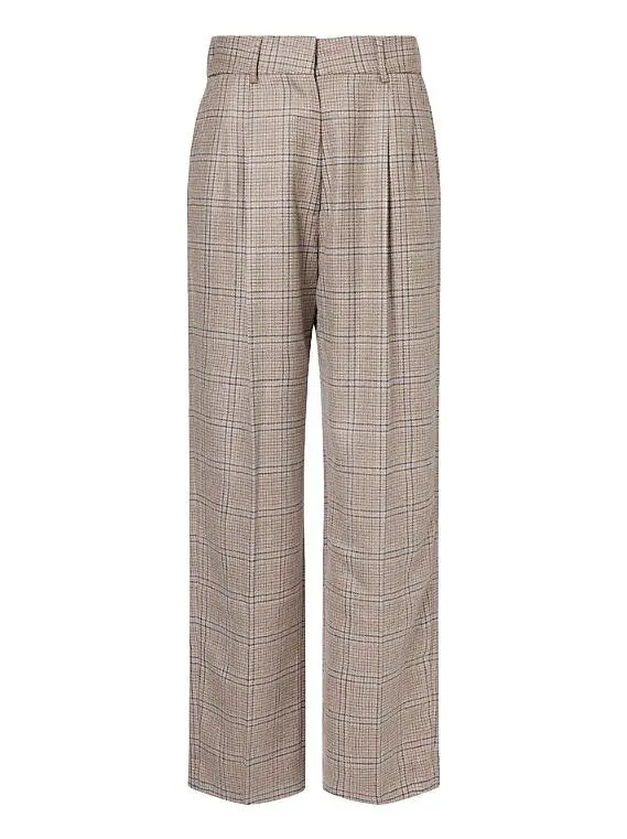 BLAZÉ MILANO Fox Checked Wool Trousers - Beige