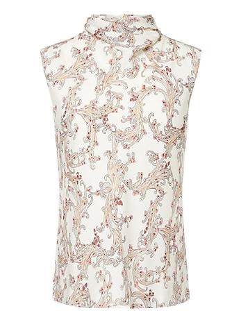 ME+EM Sleeveless Silk Floral Print Top - Light Cream/multi