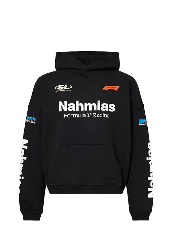 NAHMIAS F1 Brand-print Cotton Hoody - Black