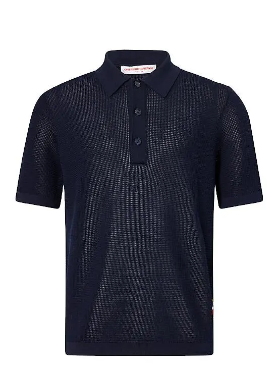 Orlebar Brown Keeling Knitted Cotton-blend Polo Shirt - Night Iris