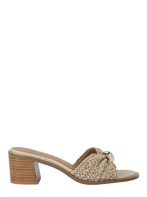 Steve Madden Ease Raffia Heeled Sandals - Beige Comb