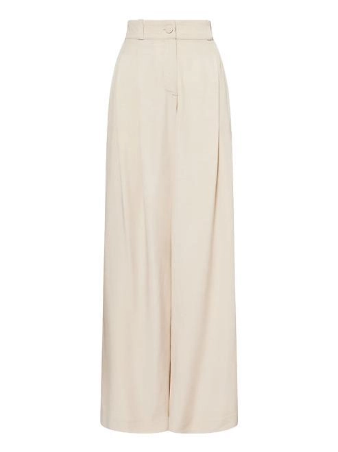 REBIRTH Wide-leg Mid-rise Woven Trousers - Butter