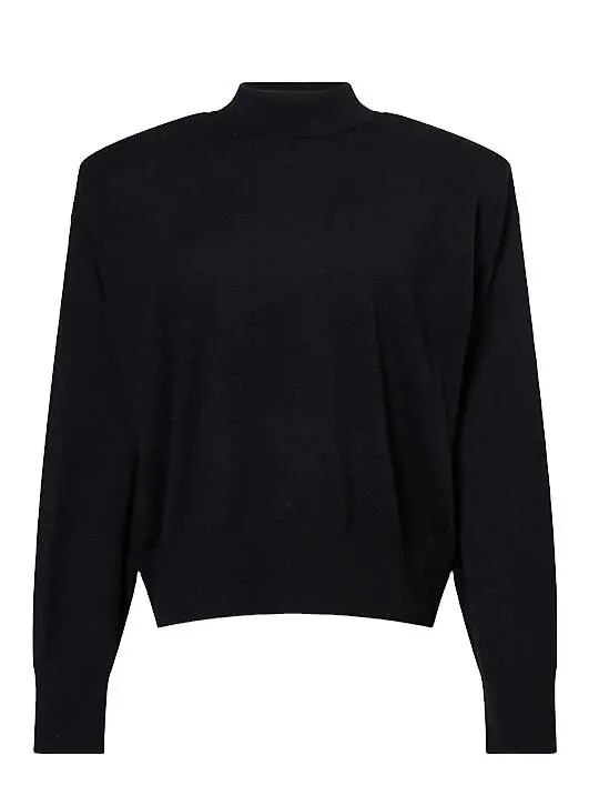 THE FRANKIE SHOP Padded Shoulder Wool-blend Jumper - Black