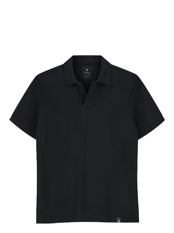 Boggi Milano Open-collar Stretch Cotton-blend Polo Xxl - Black