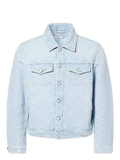 Casablanca Monogram-print Embroidered Denim Jacket - Blue