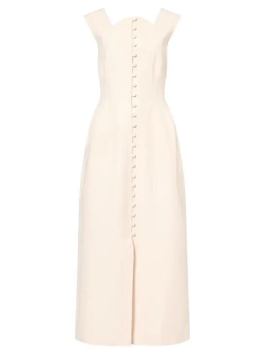 Mona Alshebil Sleeveless Button-front Crepe Maxi Dress - Beige