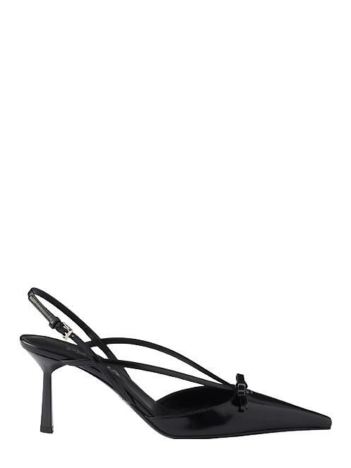 Prada Brushed Leather Slingback High Heel Court Shoes With Bow Detailing - Black