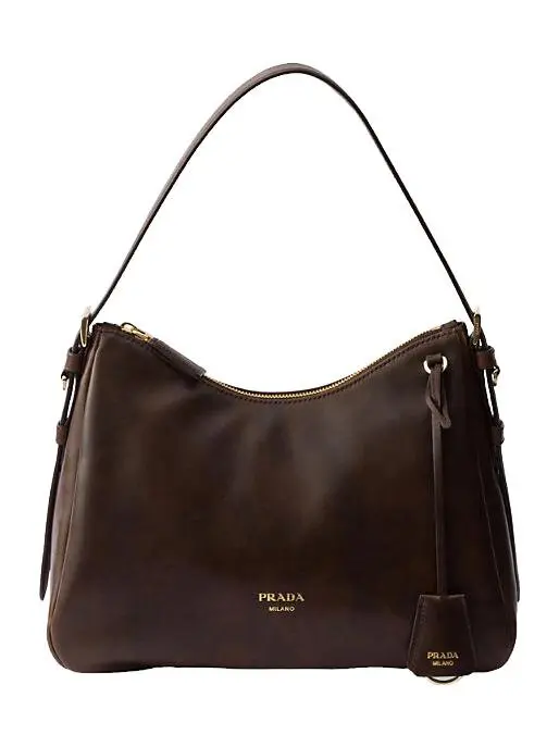 Prada Medium Leather Shoulder Bag - Brown