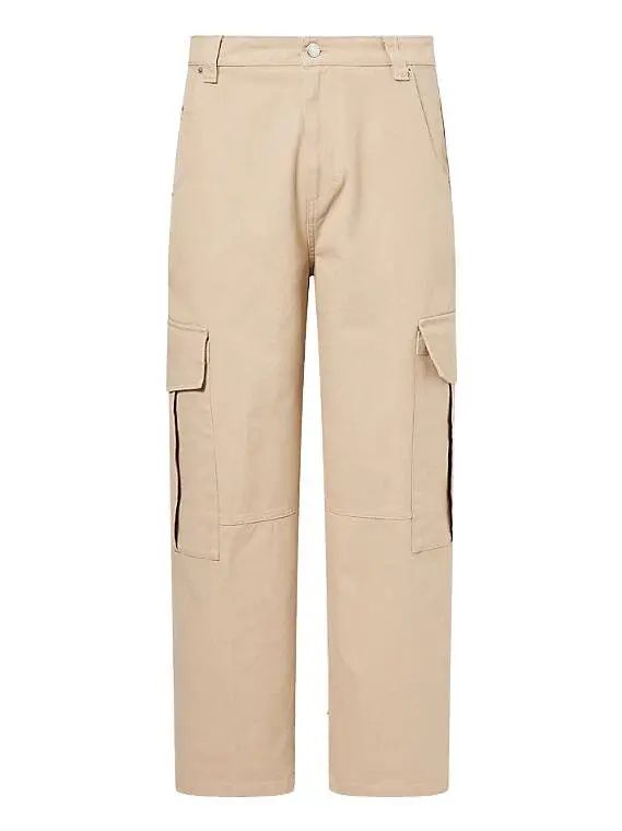 AMI Paris Baggy Fit Cotton Cargo Trousers - Beige Mastic