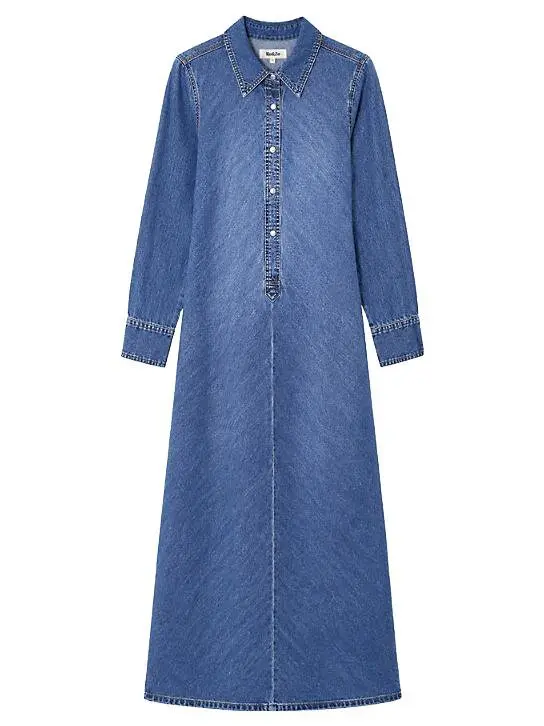 RO&ZO Bias-cut Denim Maxi Dress - Blue