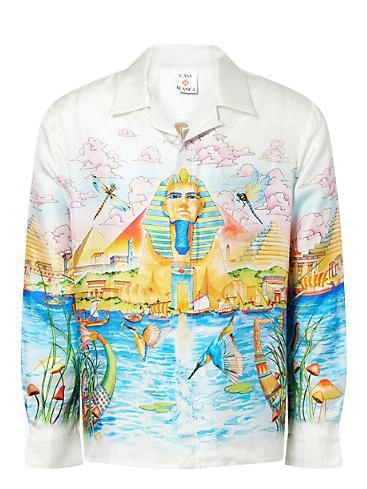 Casablanca Egypt Long-sleeve Printed Silk Shirt - Multi