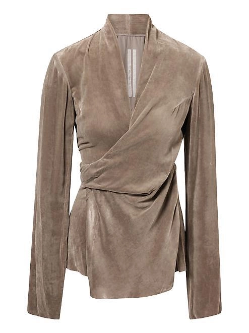 Rick Owens Laura Wrap Velvet Top - Dust