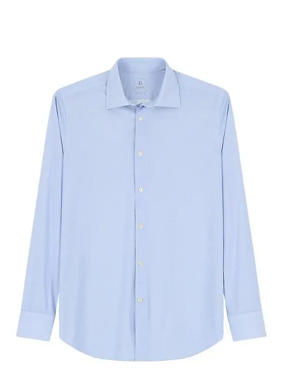 Boggi Milano Striped Long-sleeved Stretch-woven Shirt Xxl - Light Blue