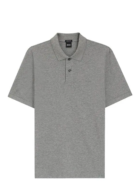 BOSS Logo-embroidered Short-sleeve Cotton Polo Xxl - Silver