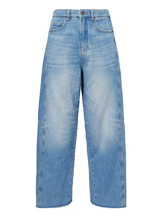 ME+EM Cropped Barrel-leg Denim Jeans - Mid Blue Wash