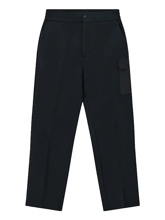 Boggi Milano Straight Elasticated-waist Stretch Cotton-blend Trousers Xxl - Black