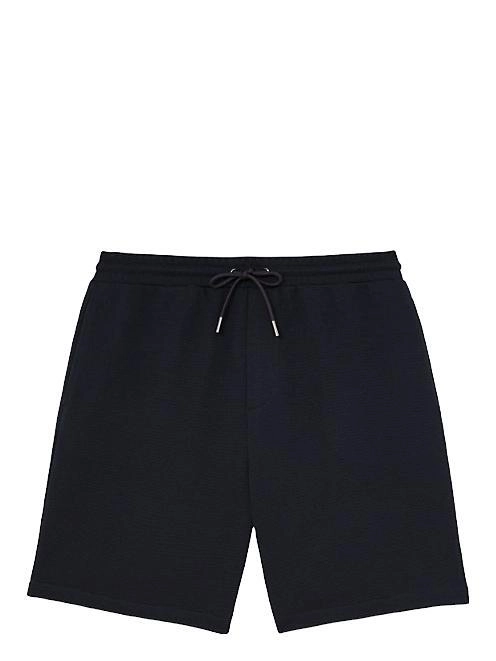 REISS Renly Textured Drawstring-waist Stretch-woven Shorts - Navy