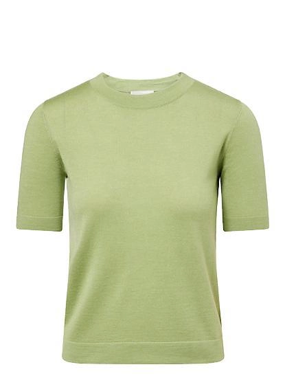 Max Mara Round-neck Short-sleeve Wool-blend Top - Green