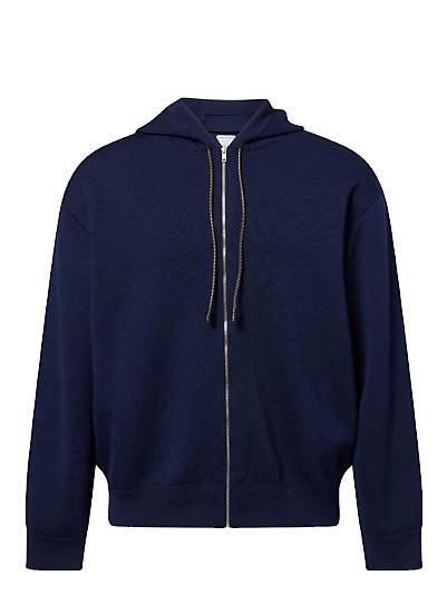 Bottega Veneta Relaxed-fit Drawstring Wool-blend Hoody - Navy