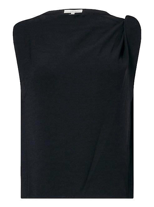 Vince Draped Shoulder Woven Top - Black