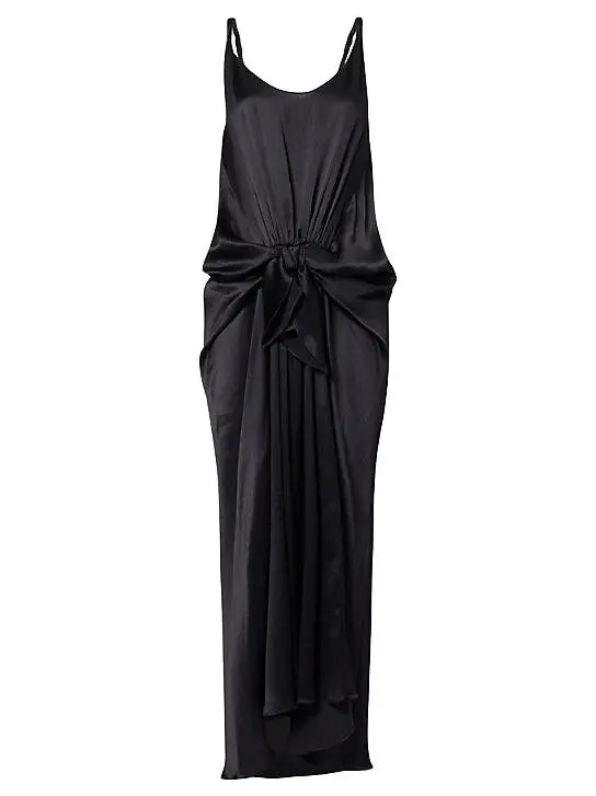 JW Anderson Crinkled Silk Midi Dress - Black