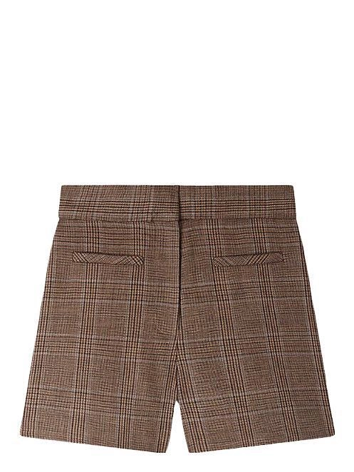 Sandro Checked High-rise Wool Shorts - Caramel