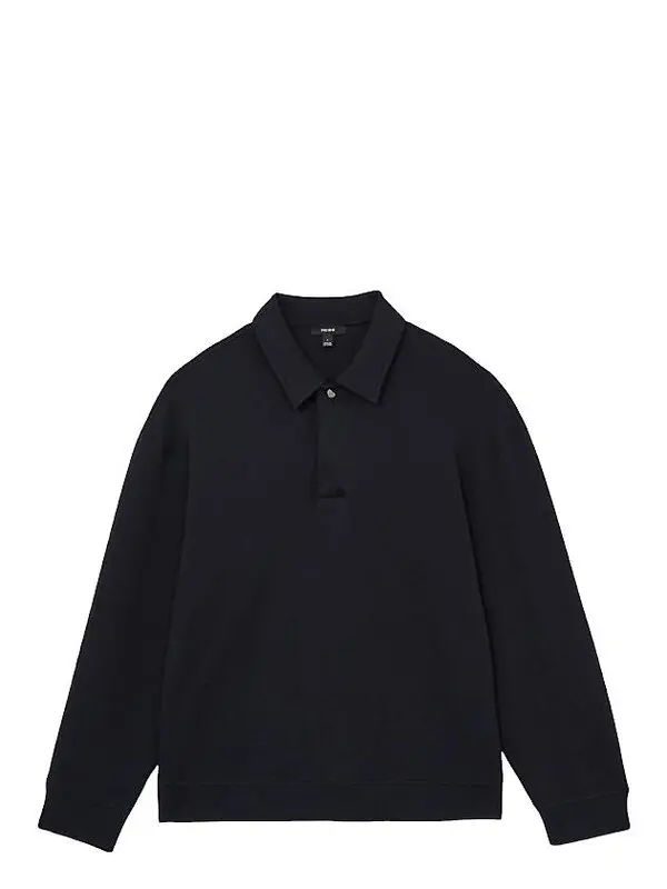 REISS Brooks Relaxed-fit Cotton-blend Polo Sweatshirt - Navy